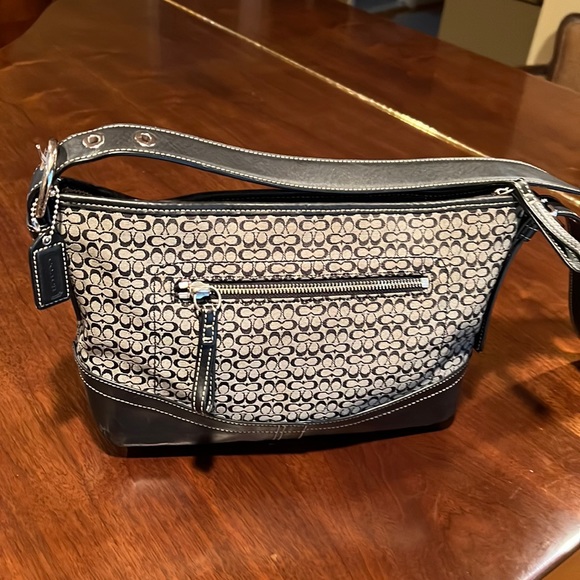 Bags | Coach Signature Collection Woven Gray Black Jacquard Fabric With ...